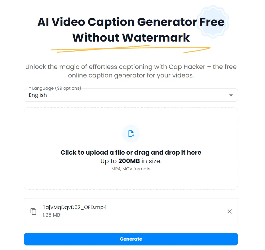 Free Multilingual AI Video Caption Generator - CapHacker