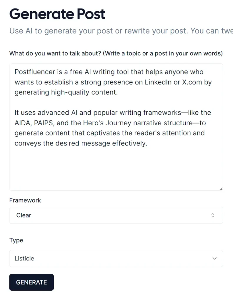 Write Better LinkedIn Posts With AI and Popular Writing Frameworks - Postfluencer