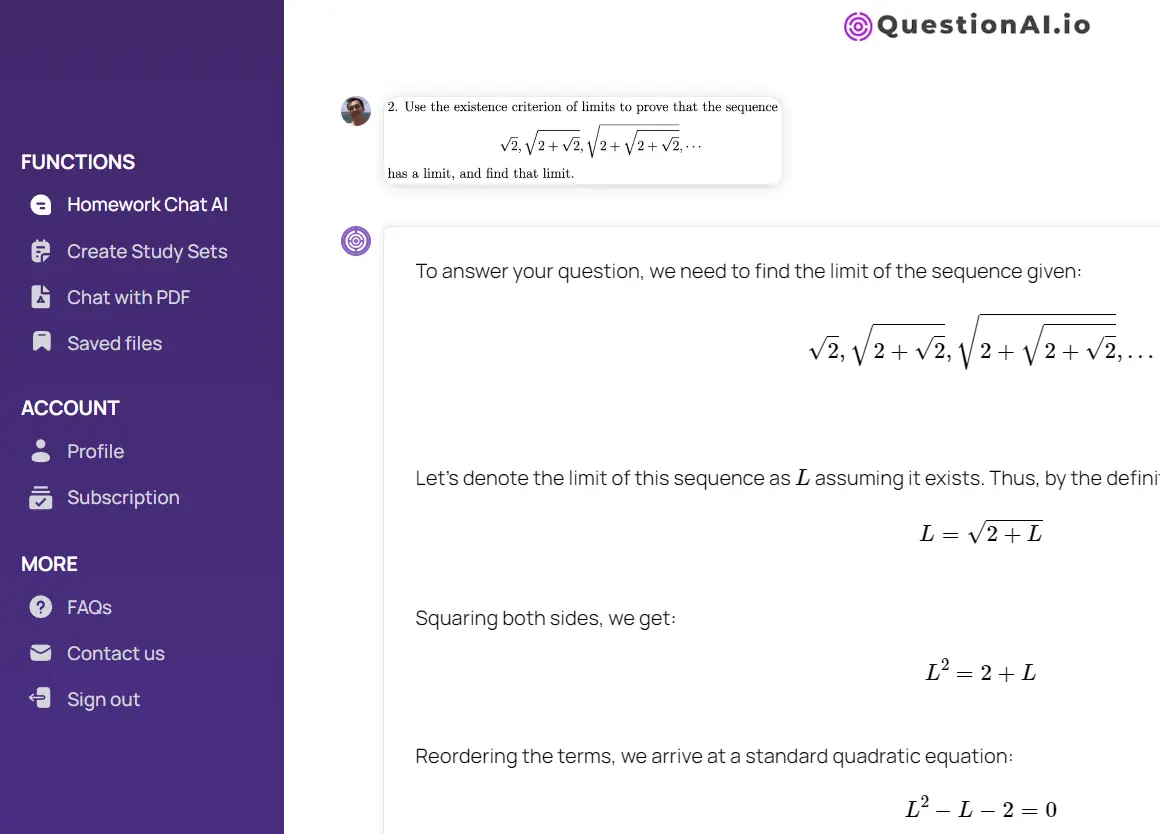 Free AI-powered Homework Helper and Study Companion - Questionai