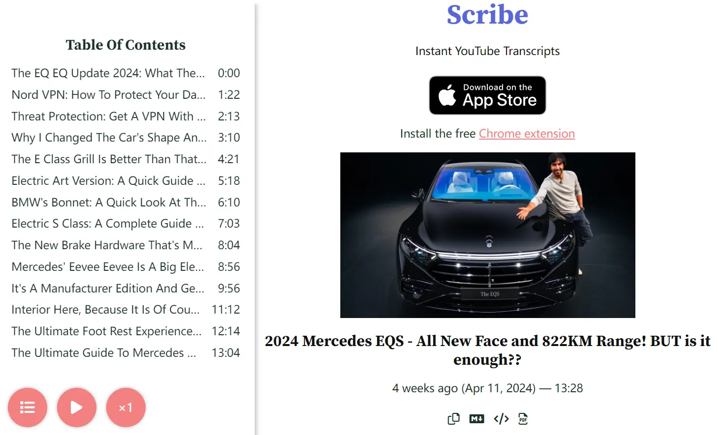 Turn YouTube Videos into Readable Transcripts - Scribe