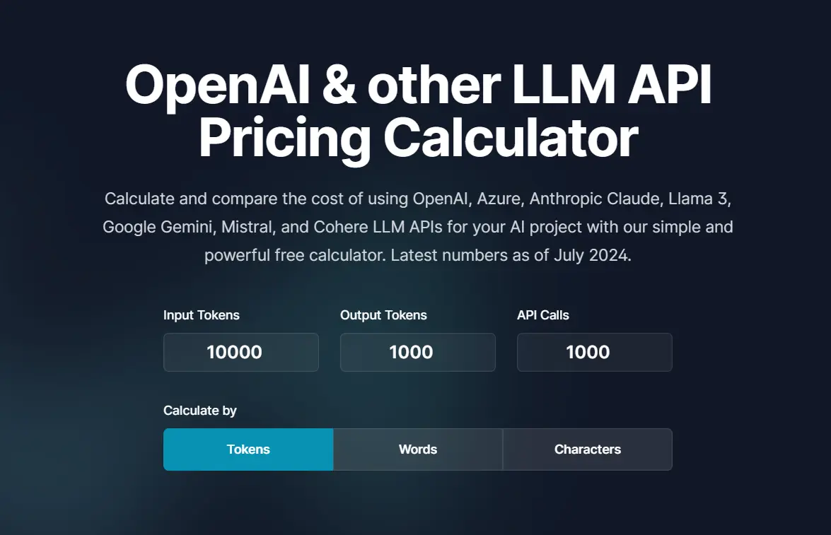 Compare AI Costs: Free LLM API Price Calculator Compare AI Costs: Free LLM API Price Calculator