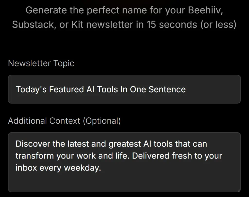 Generate 10 Unique Newsletter Names with This Free AI Tool