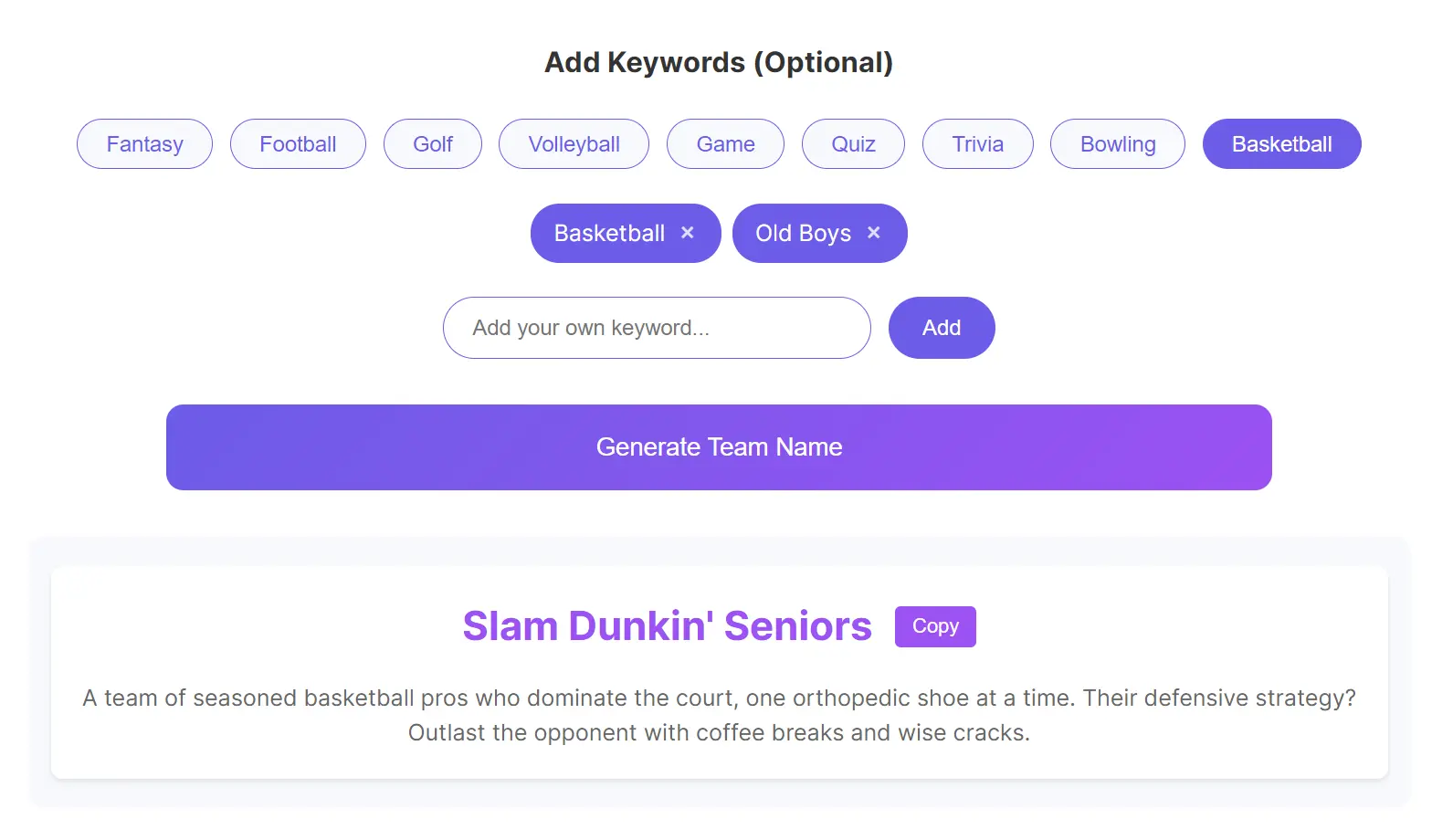 AI-powered Team Name Ideas Generator: Free & Fast