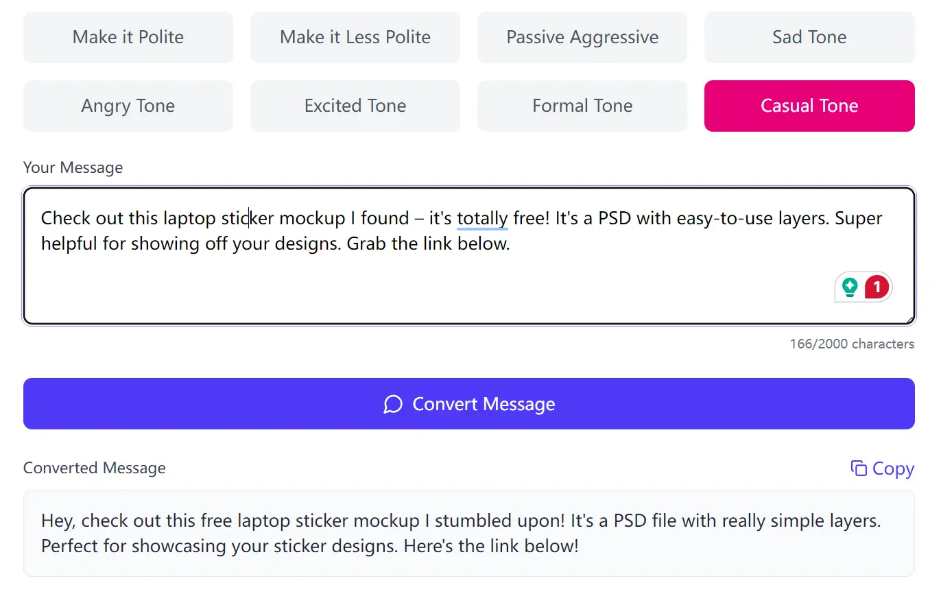 Rewriting Your Messages with AI Tone Control - PolitePulse