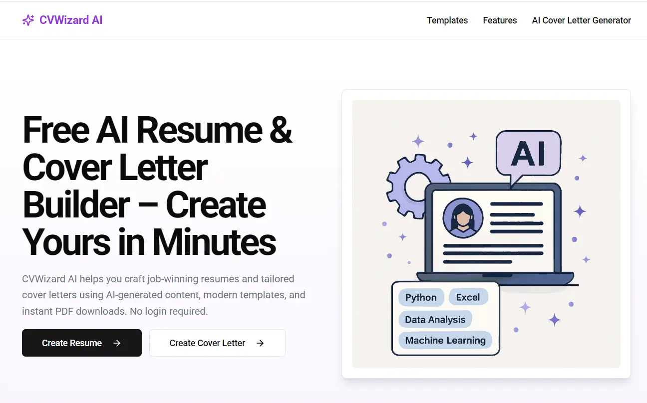 Create Professional Resumes & Cover Letters with Free AI - CVWizard