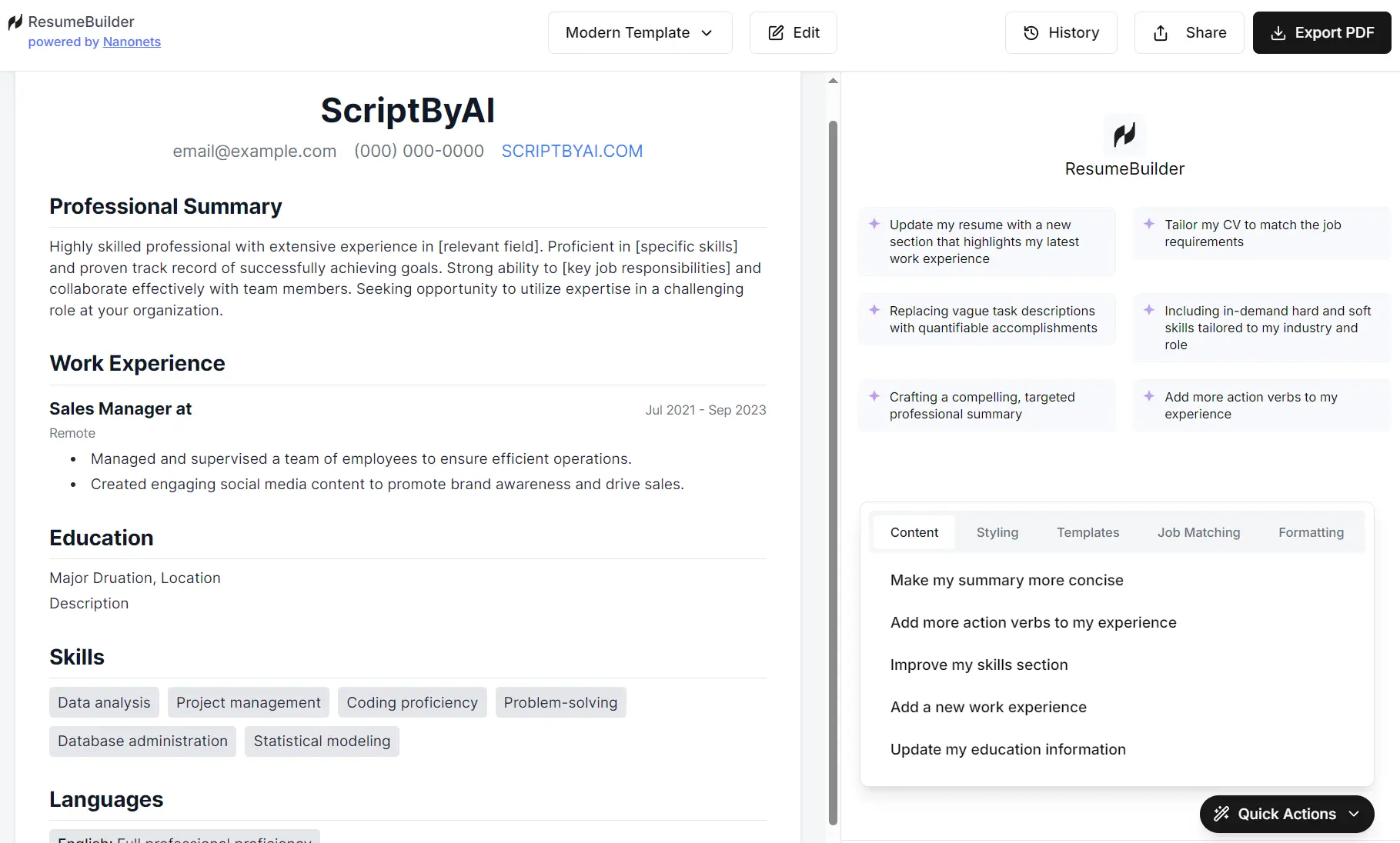 Build ATS-Ready Resumes with AI Free - Nanonets Resume