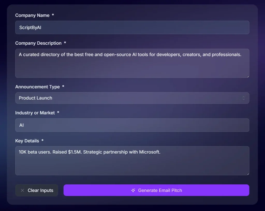 Free AI Generates Journalist Pitches Fast - Press Pitch Generator