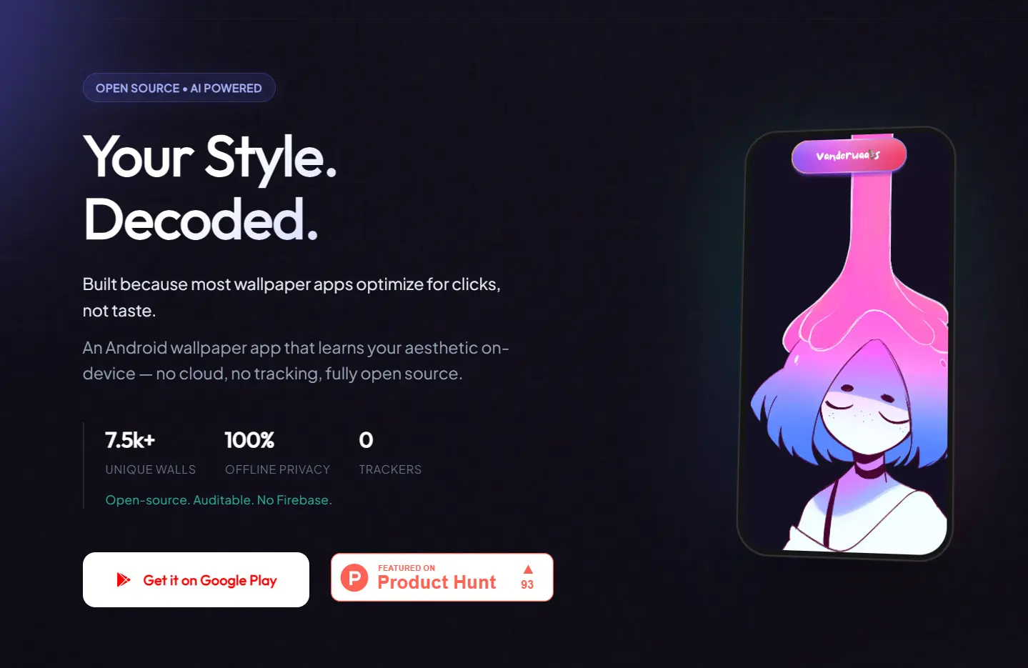 Free AI-powered Wallpaper Manager for Android - Vanderwaals